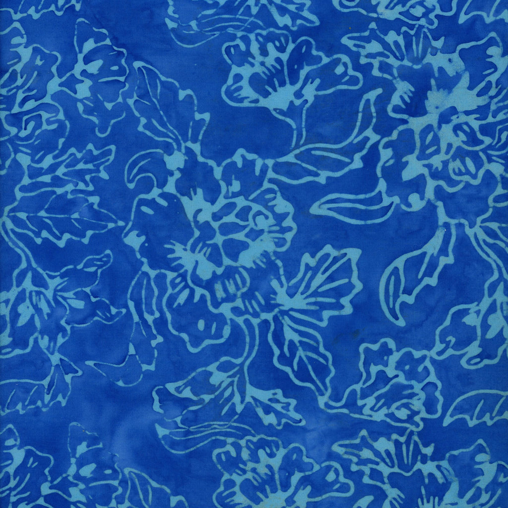 Batik - Blue Floral Outline – Brown's Craft Shed