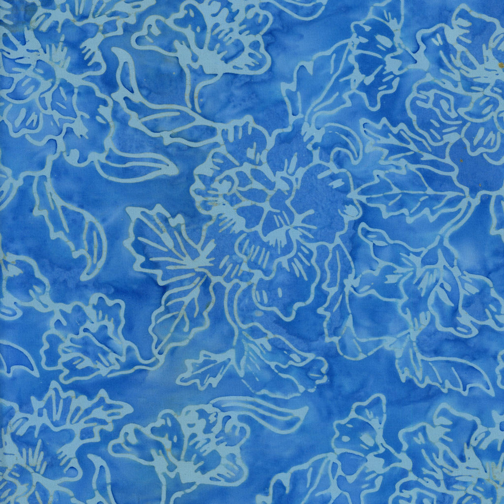 Batik - Blue Floral Outline – Brown's Craft Shed