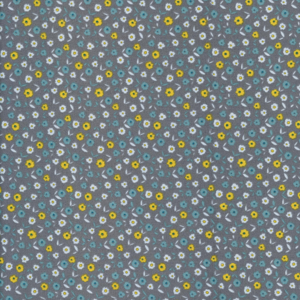 Kennard & Kennard Fabric Freedom - Blue & Yellow Floral Sprigs – Brown ...